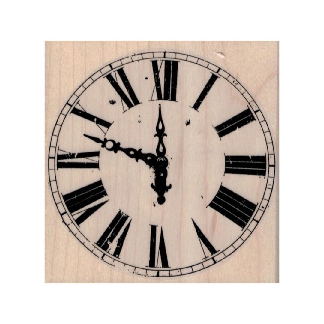Clock Face RUBBER STAMP, Clock Stamp, Time Stamp, Roman Numeral Stamp ...