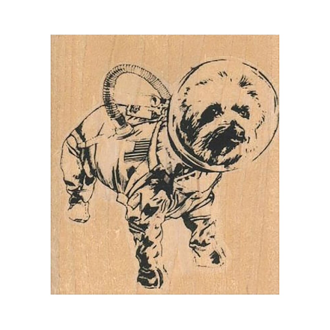 Astronaut Dog RUBBER STAMP, Space Travel Stamp, Space Dog Stamp ...