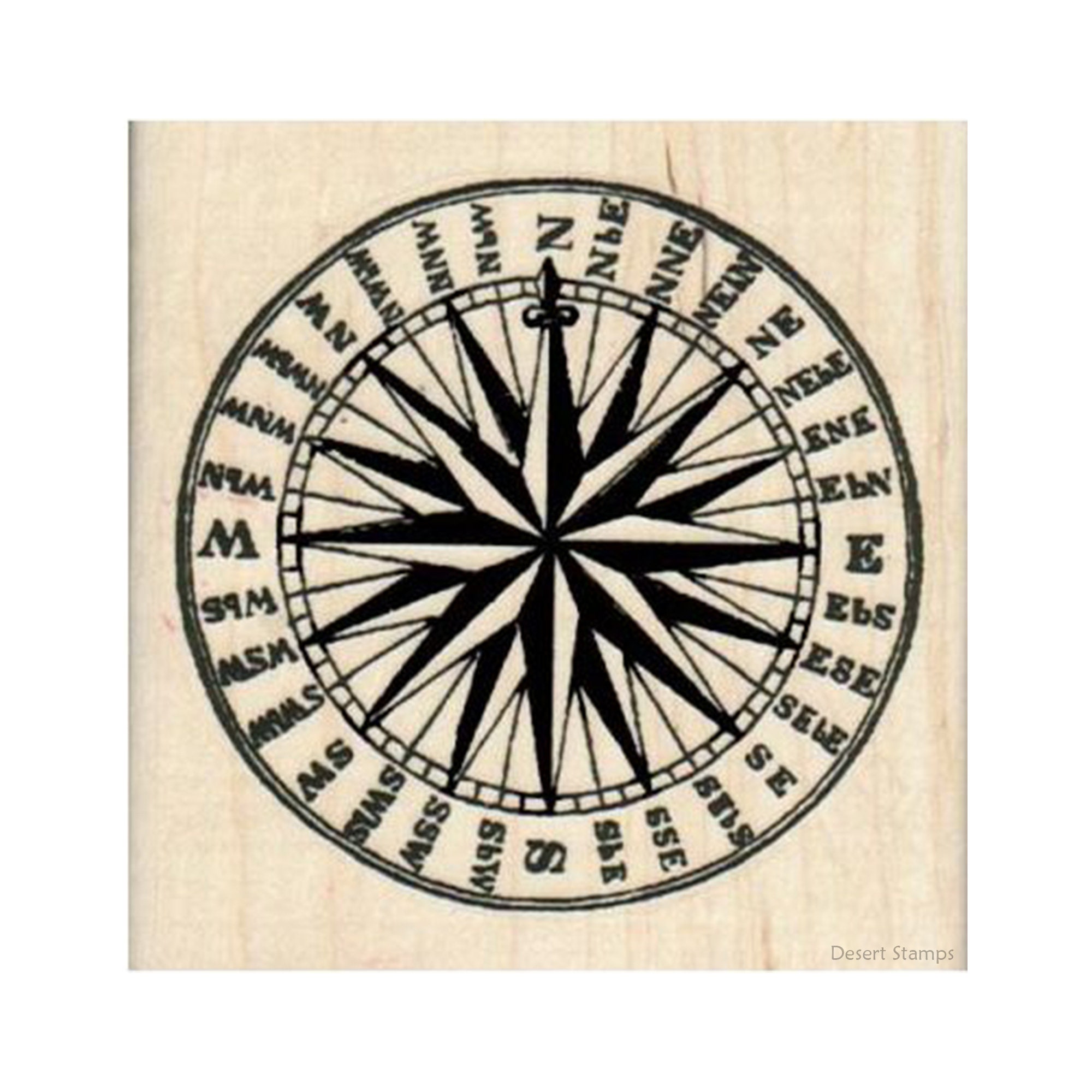 Windrose Compass RUBBER STAMP Rose Compass Stamp Compass - Etsy