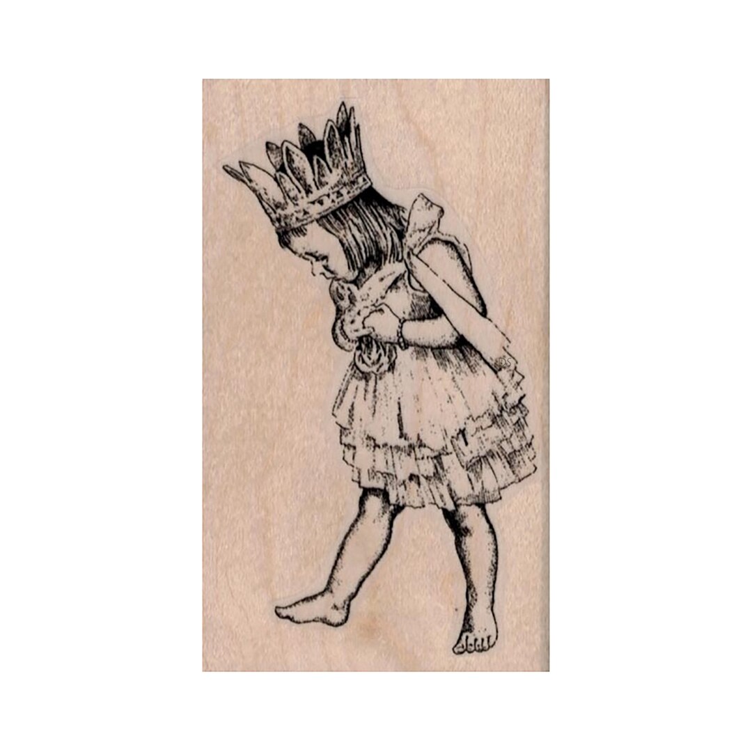 Girl in Princess Costume RUBBER STAMP, Little Girl Stamp, Princess ...
