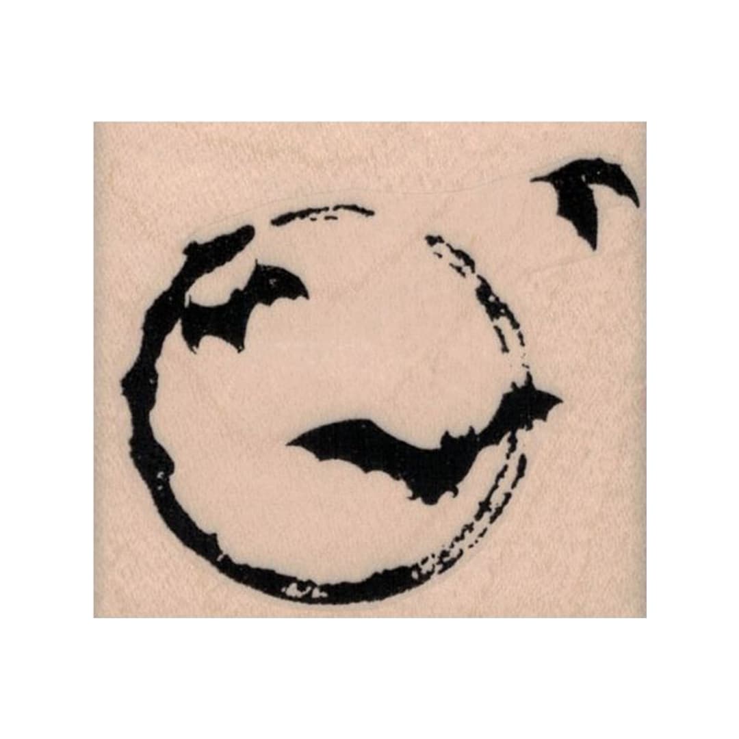 Bats Over Moon RUBBER STAMP, Halloween Stamp, Halloween Party Stamp ...