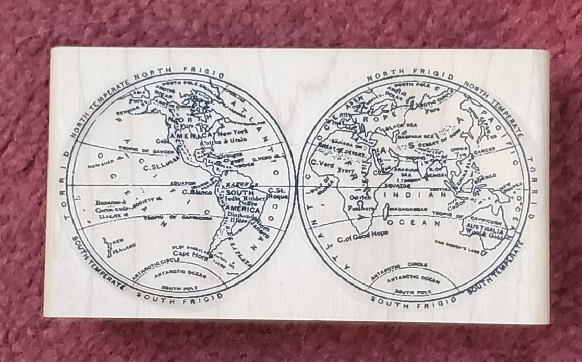 World Map Circles RUBBER STAMP Map Stamp Background Stamp | Etsy