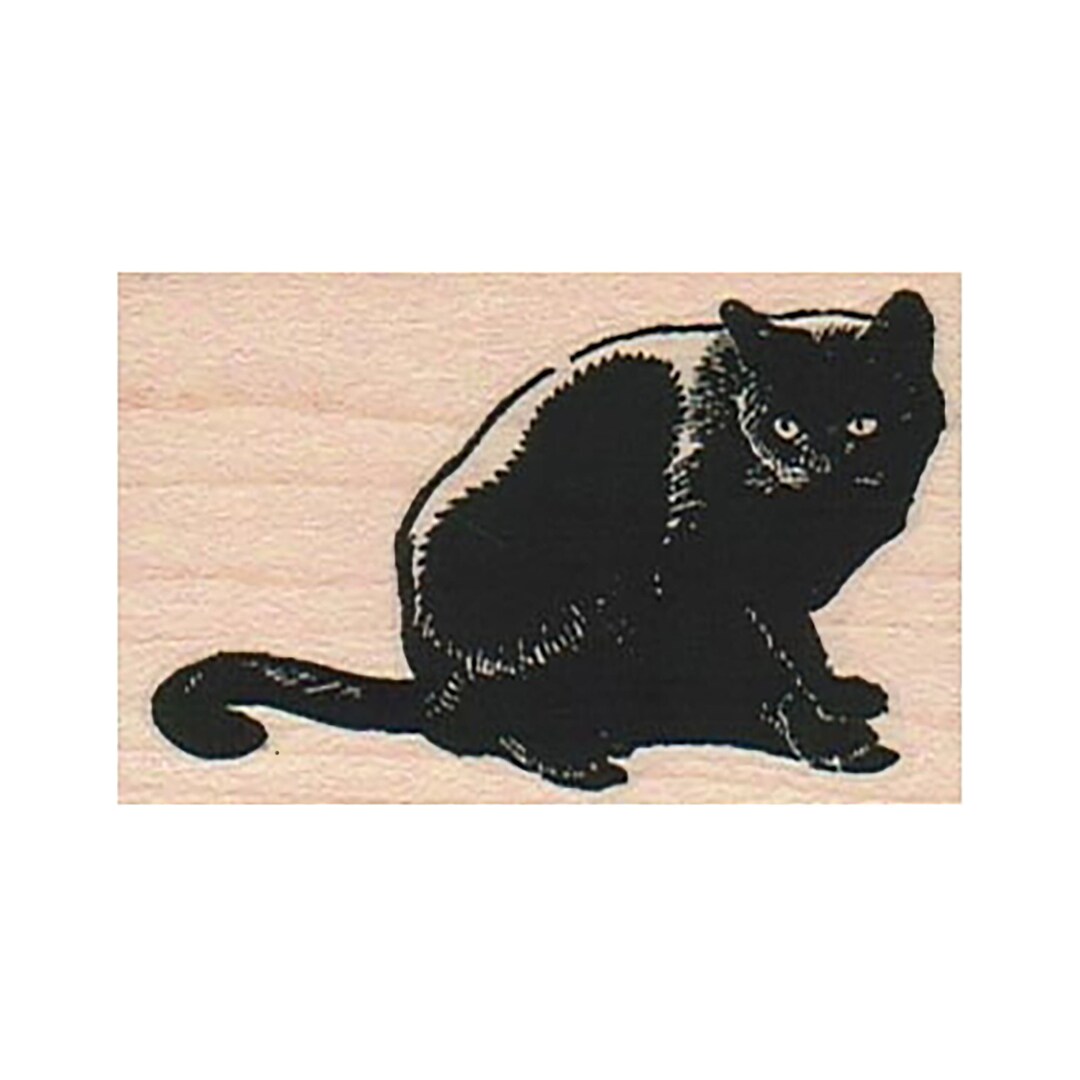 Cat RUBBER STAMP, Kitty Stamp, Black Cat Stamp, Feline Stamp, Cat Lover ...