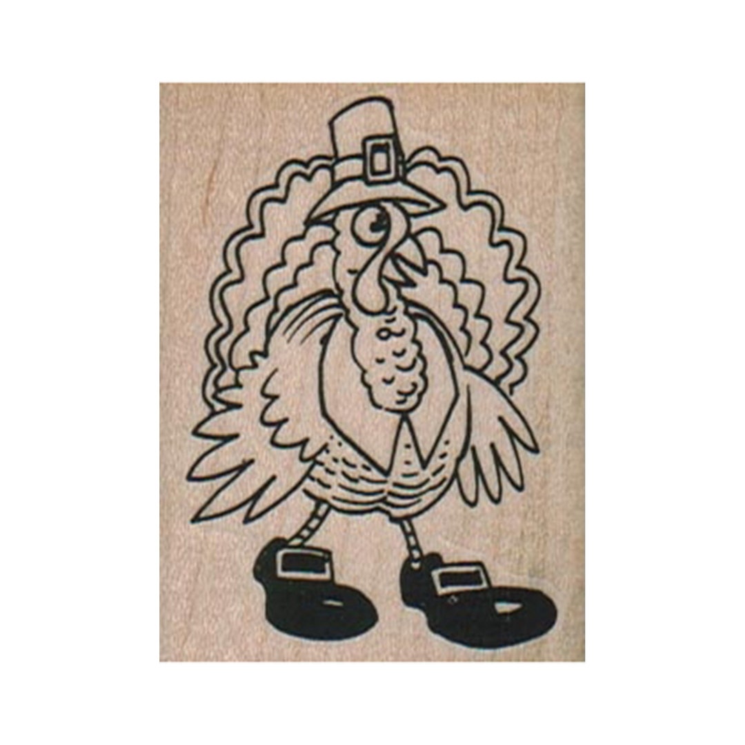 Pilgrim Turkey RUBBER STAMP, Thanksgiving Stamp, Autumn Stamp, Fall ...
