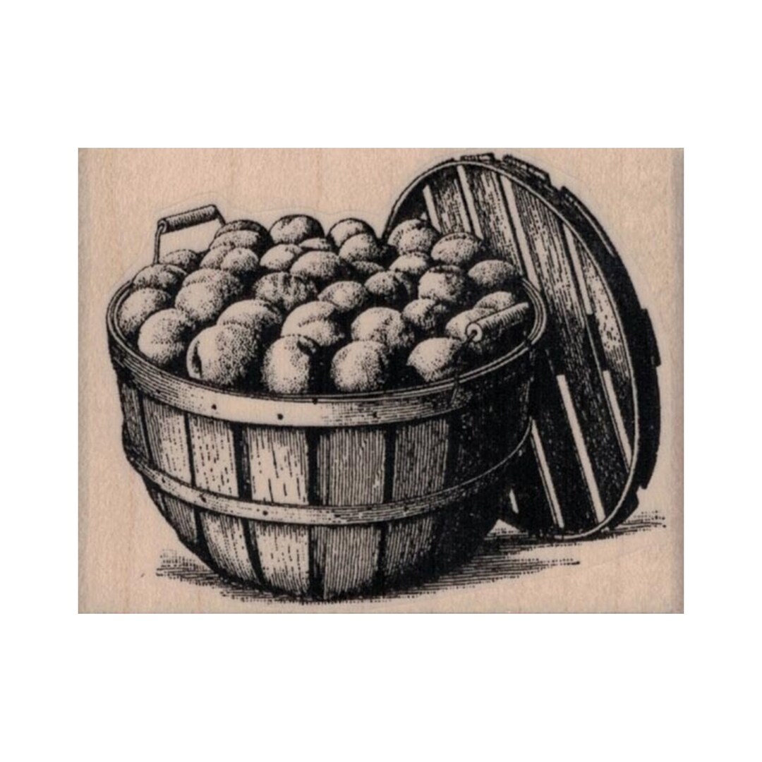 Bushel of Fruit RUBBER STAMP, Apple Stamp, Basket Stamp, Fruit Stamp ...
