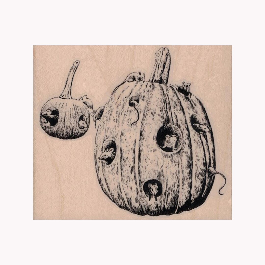 Rats in Pumpkin RUBBER STAMP, Halloween Stamp, Pumpkin Stamp, Rats ...