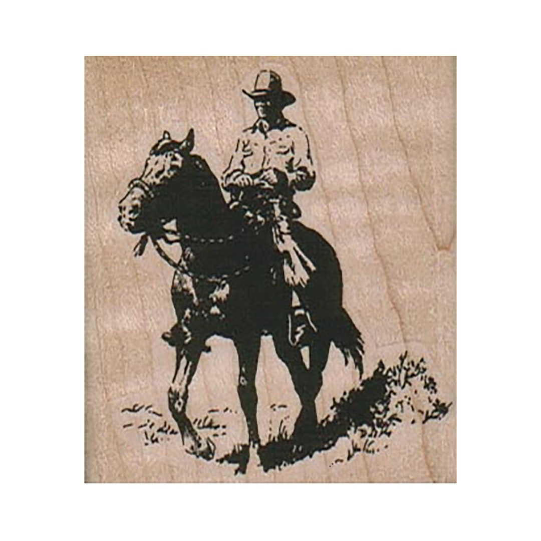Cowboy Riding Horse RUBBER STAMP, Cowboy Stamp, Horse Riding Stamp ...