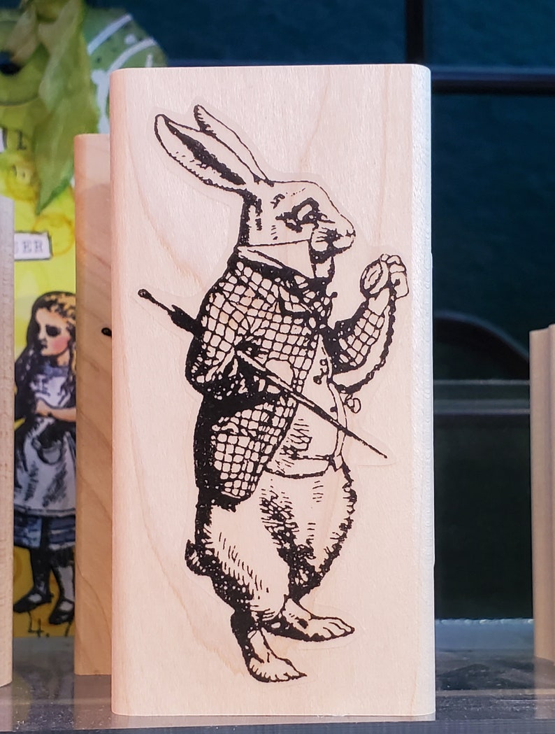 White Rabbit RUBBER STAMP Alice in Wonderland Stamp - Etsy