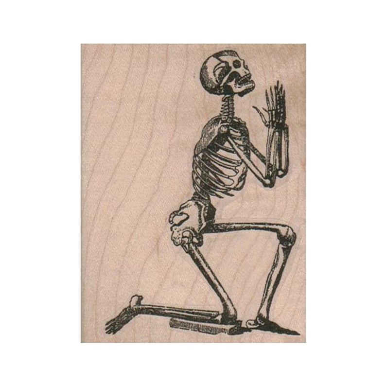 Skeleton Praying/begging RUBBER STAMP, Halloween Stamp, Spooky ...