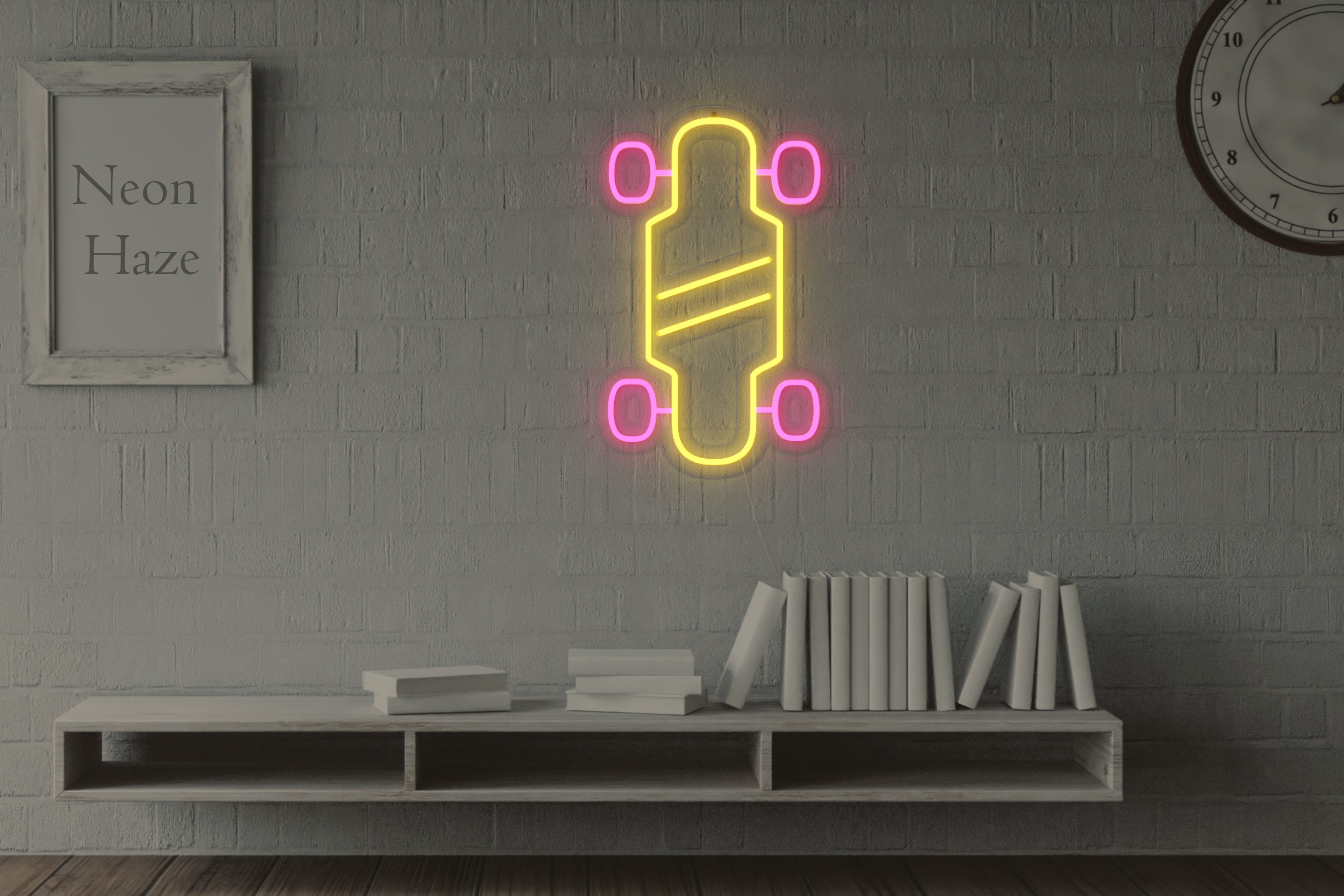 Skateboard Neon Longboard Led Neon Sign Wall Art Chill Out - Etsy