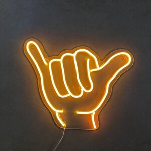 Surf's Up: LED Shaka Hand Neon Sign Beach Vibes Decor and Coastal ...