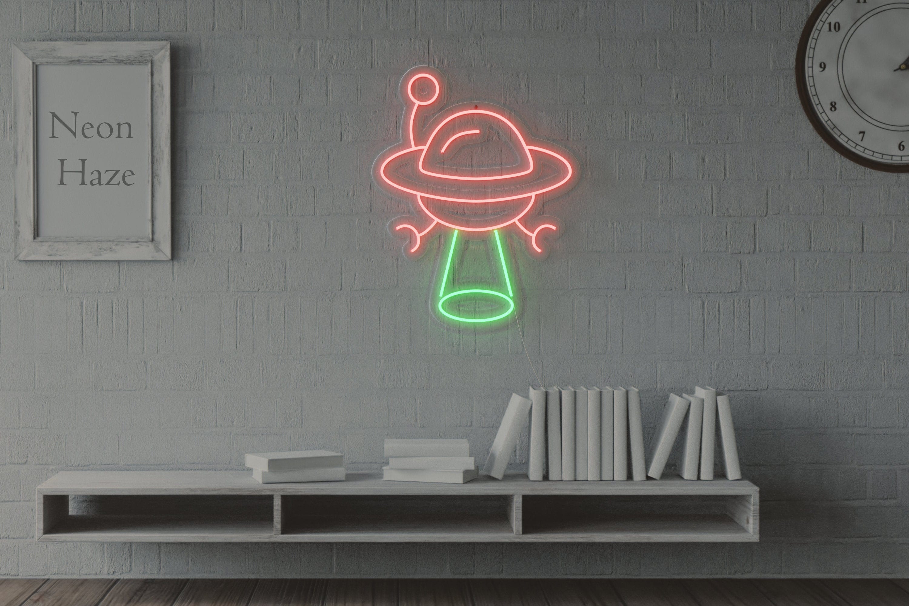 UFO Neon Light Flying Saucer Led Wall Art Cyberpunk - Etsy UK