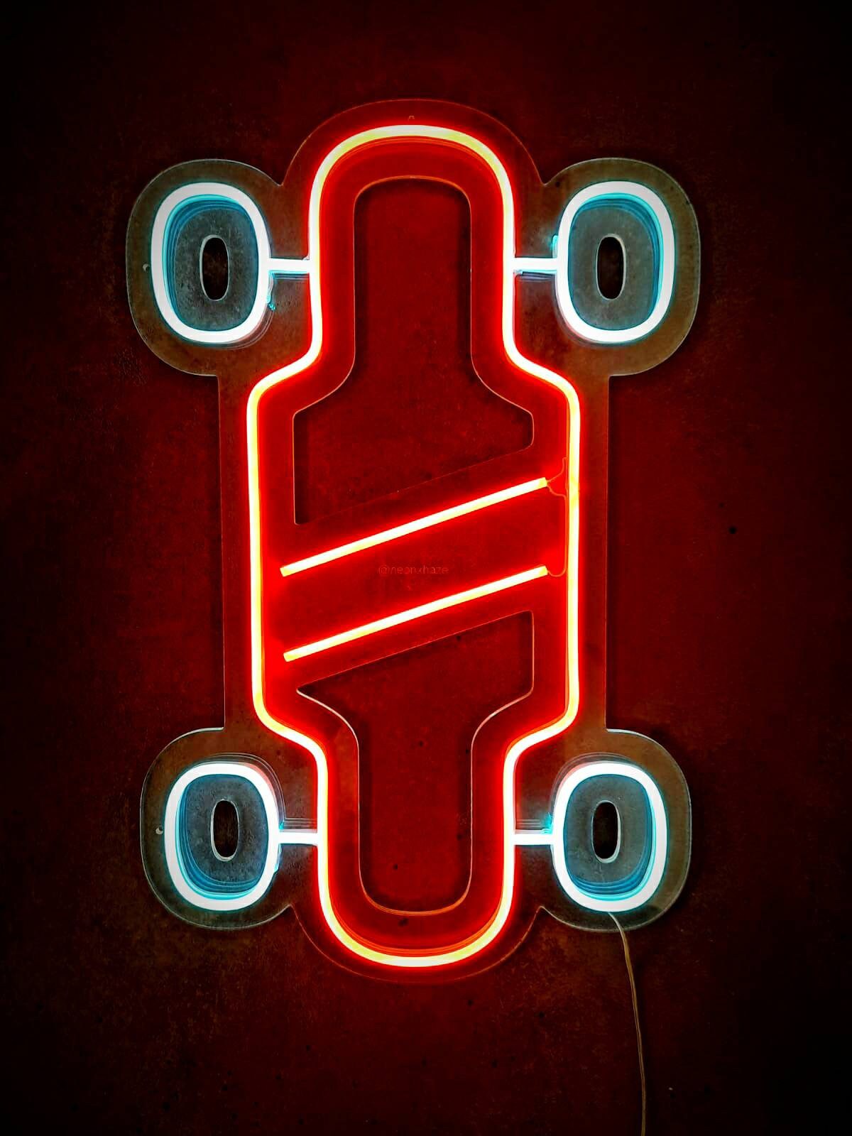 Skateboard Neon Longboard Led Neon Sign Wall Art Chill Out - Etsy
