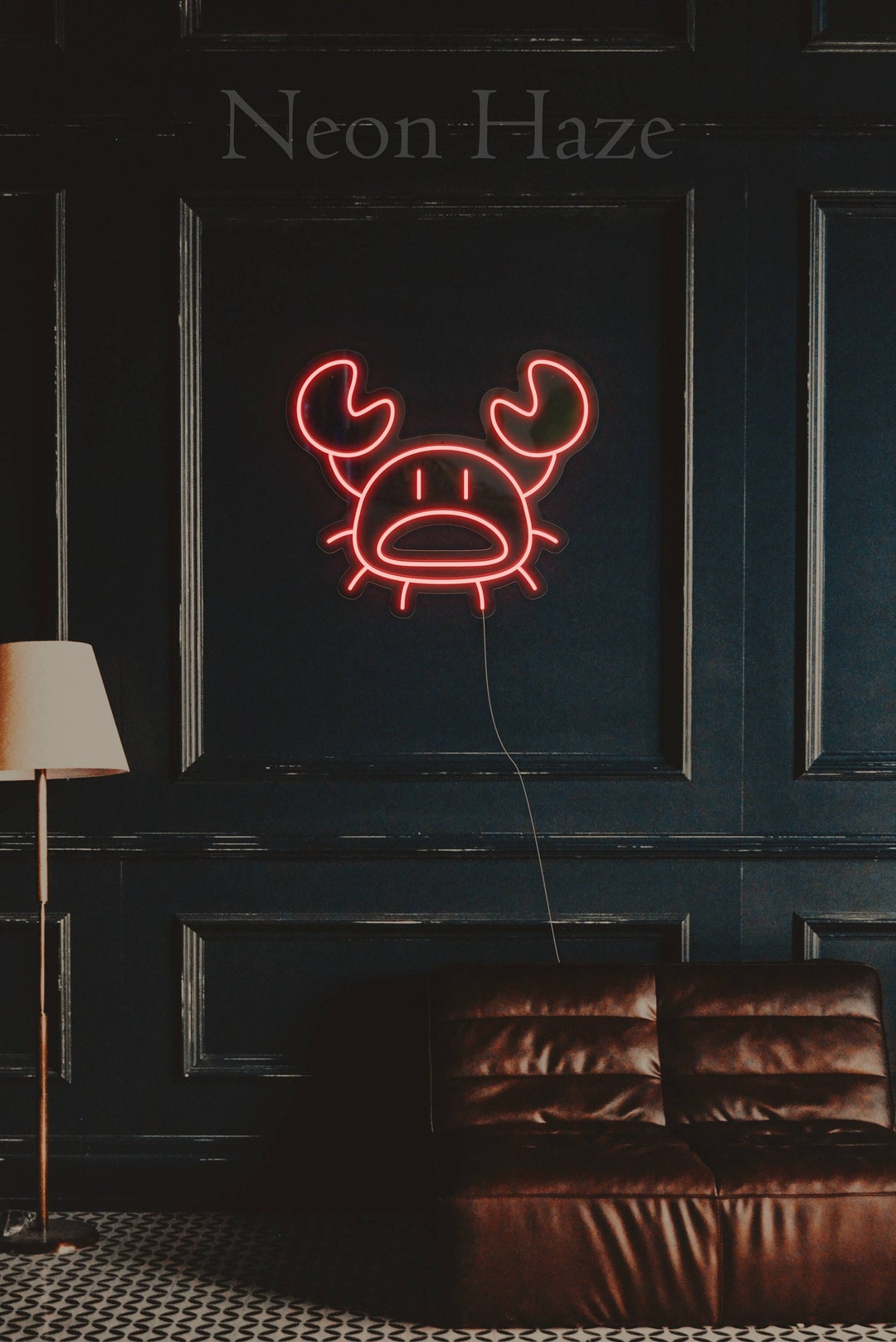 Coastal Charm: LED Crab Neon Sign Nautical Beach House Decor and ...