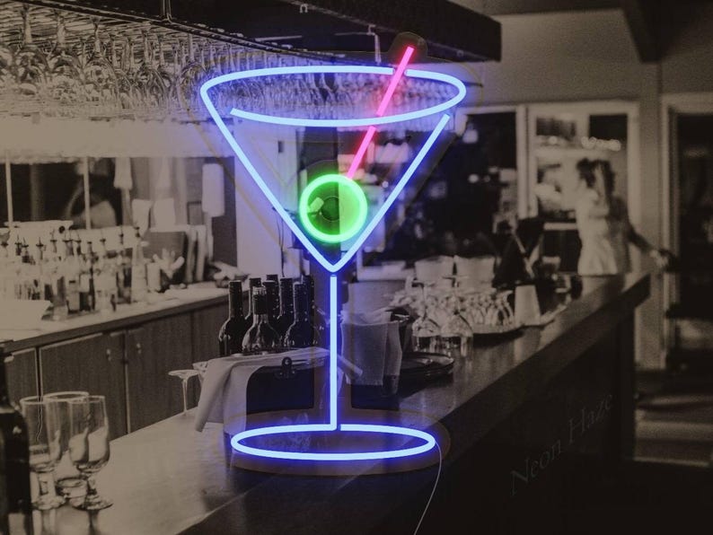 Martini Glass LED Neon Sign - Bar Wall Decor - Etsy