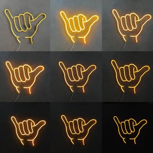 Surf's Up: LED Shaka Hand Neon Sign Beach Vibes Decor and Coastal ...