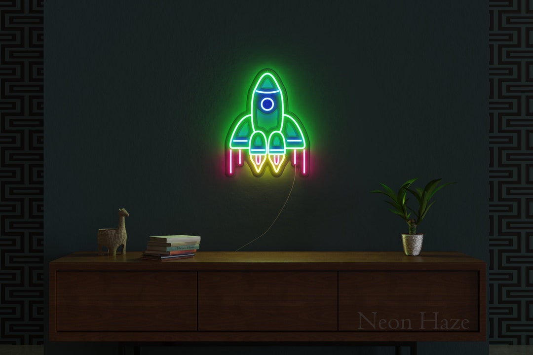 Spaceship Neon Led, Space Craft, Kid's Room Stars Decoration - Etsy