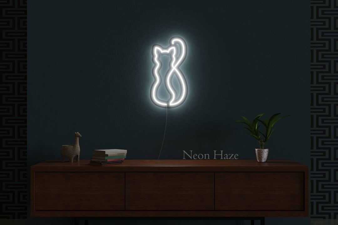 Cat Neon Sign Kitty Wall Decoration Cat Lovers Neon Light Led Meow Lamp ...