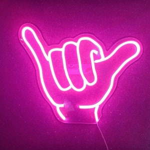 Surf's Up: LED Shaka Hand Neon Sign Beach Vibes Decor and Coastal ...