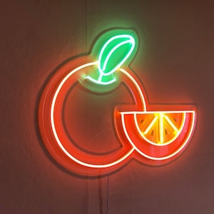 Orange Led Neon Sign, Lemon Neon, Kitchen Decor, Dinning Room ...