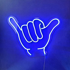 Surf's Up: LED Shaka Hand Neon Sign Beach Vibes Decor and Coastal ...