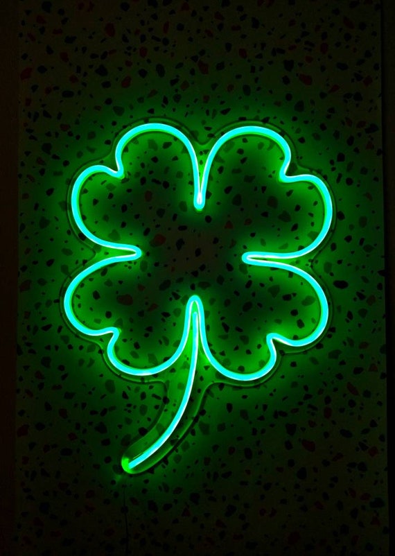 Four-leaf clover Four leaf clover Acrylic Neon Signs Patrick's day Led ...