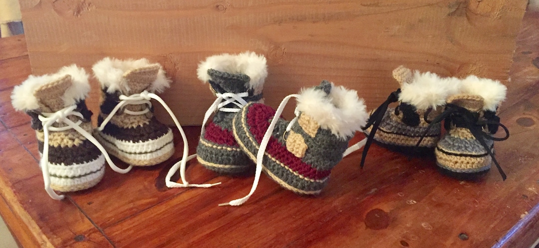 Crochet Hiking Baby Booties: Acrylic Yarn, Gender Neutral - Etsy