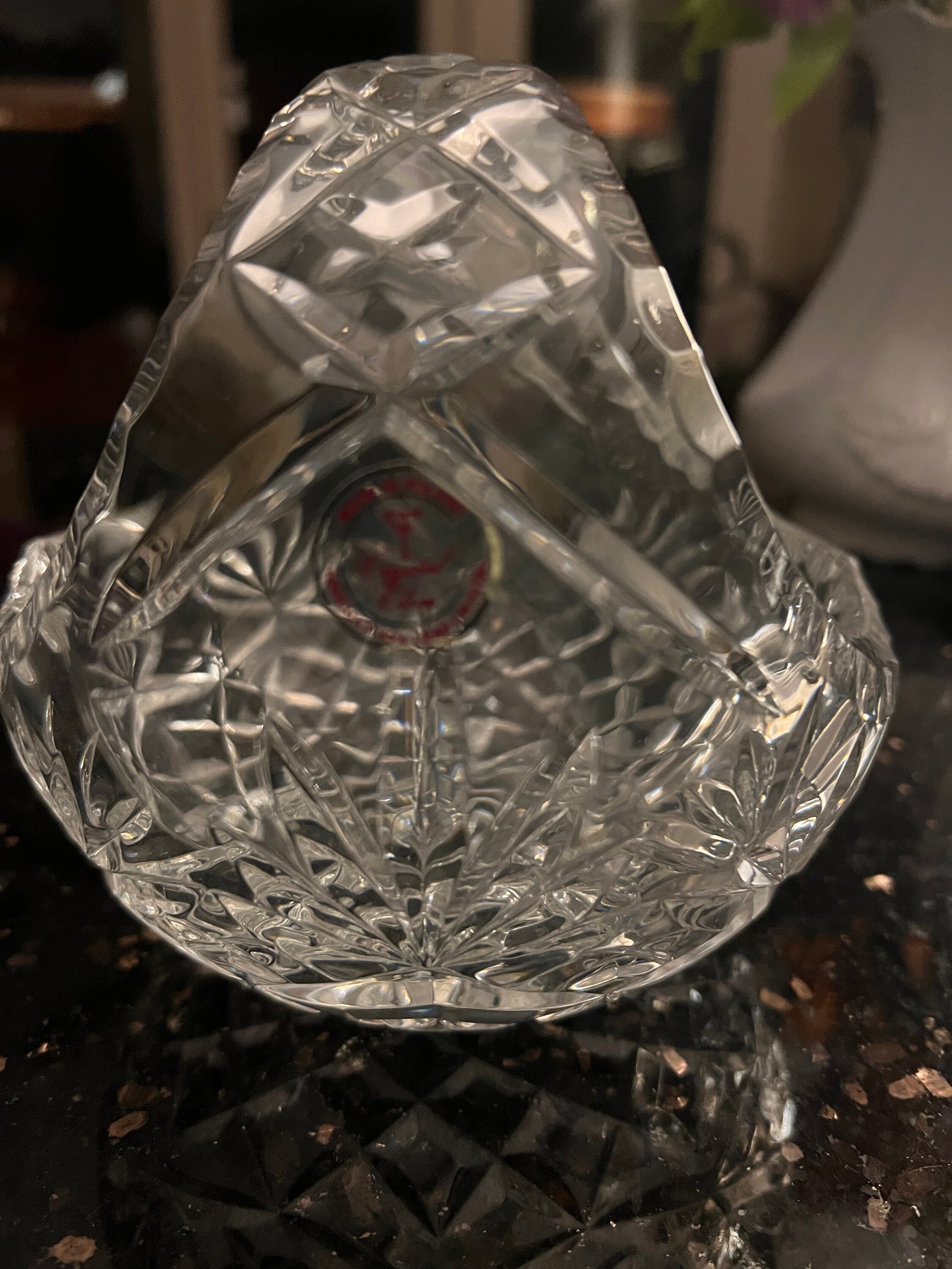 New Rare Round Crystal Bowl Basket With Crystal Handle - Etsy