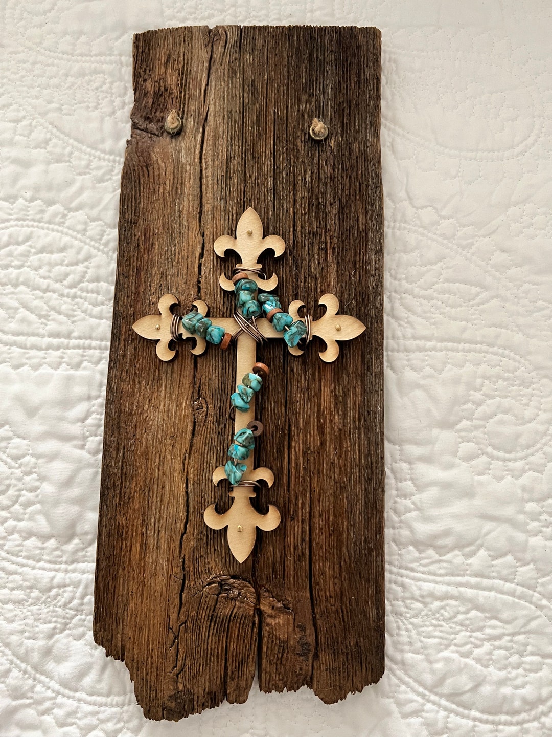 Southwest Decorative Cross on Reclaimed Wood Western Turquoise ...