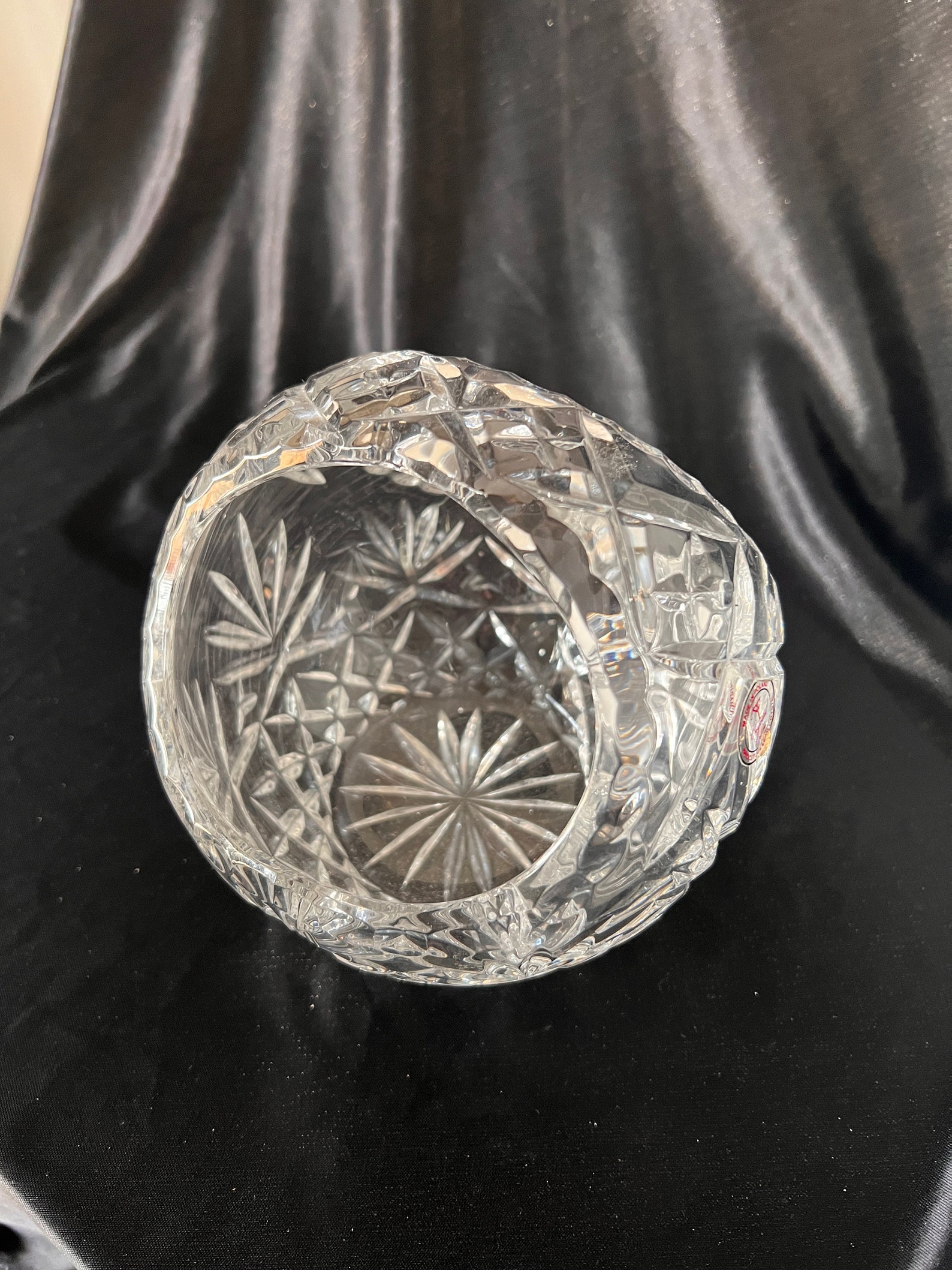 New Rare Round Crystal Bowl Basket With Crystal Handle - Etsy