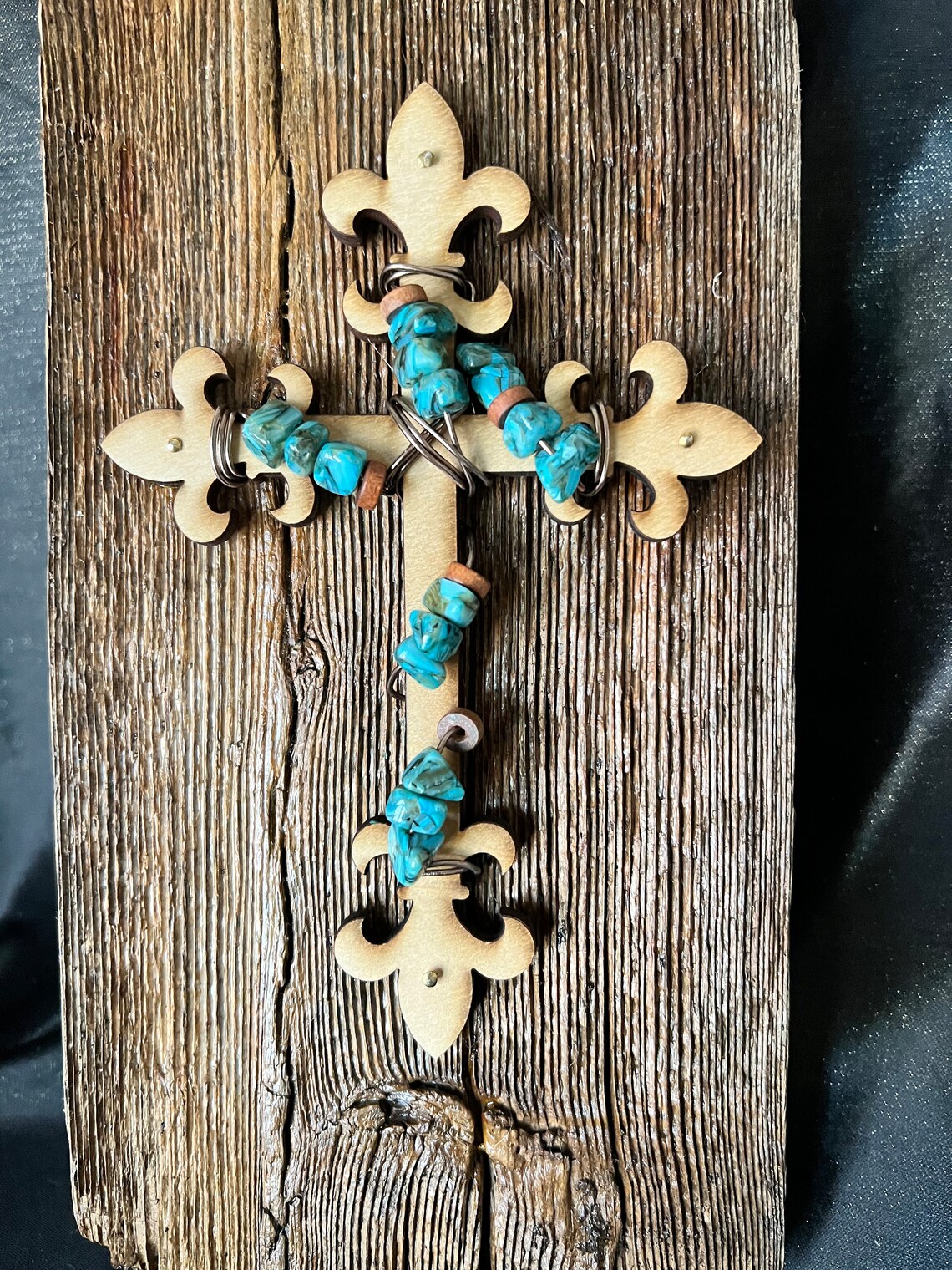 Southwest Decorative Cross on Reclaimed Wood Western Turquoise ...