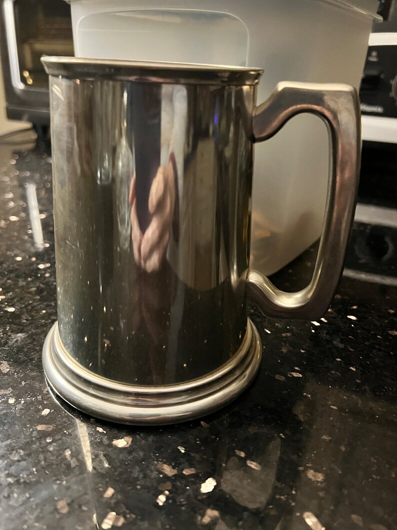 Set of 4 English Pewter Glass Bottom Tankards Engraved L - Etsy