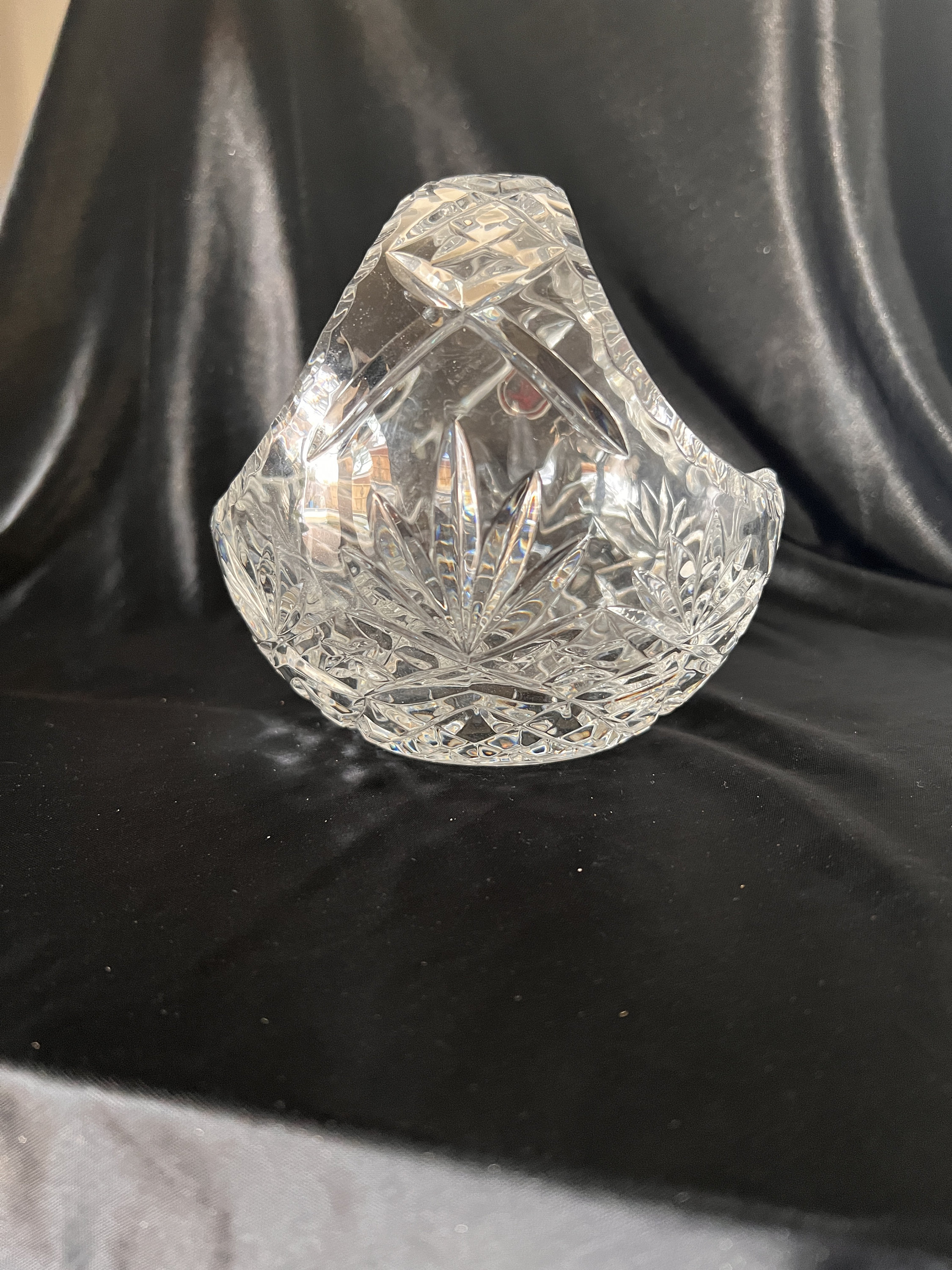 New Rare Round Crystal Bowl Basket With Crystal Handle - Etsy