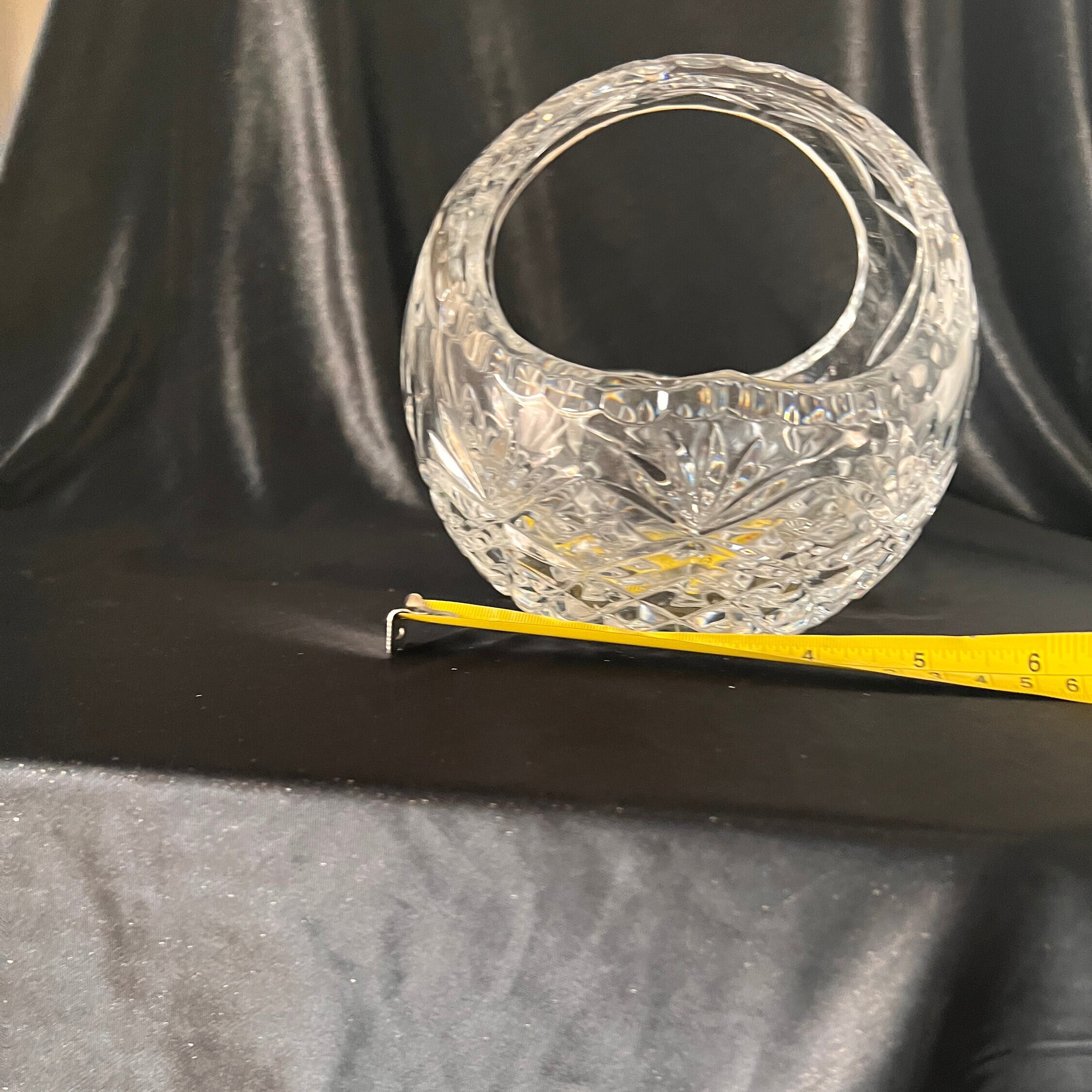 New Rare Round Crystal Bowl Basket With Crystal Handle - Etsy
