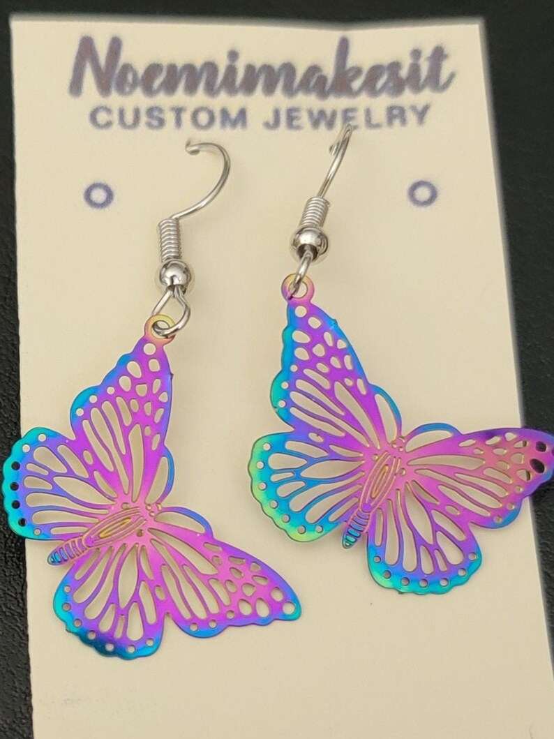 Rainbow Butterfly Earrings - Etsy