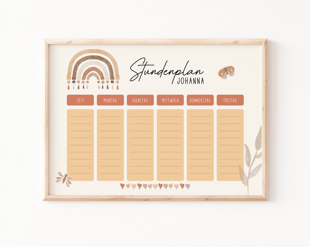 Digital Download Timetable Boho School Schedule PDF Template School ...