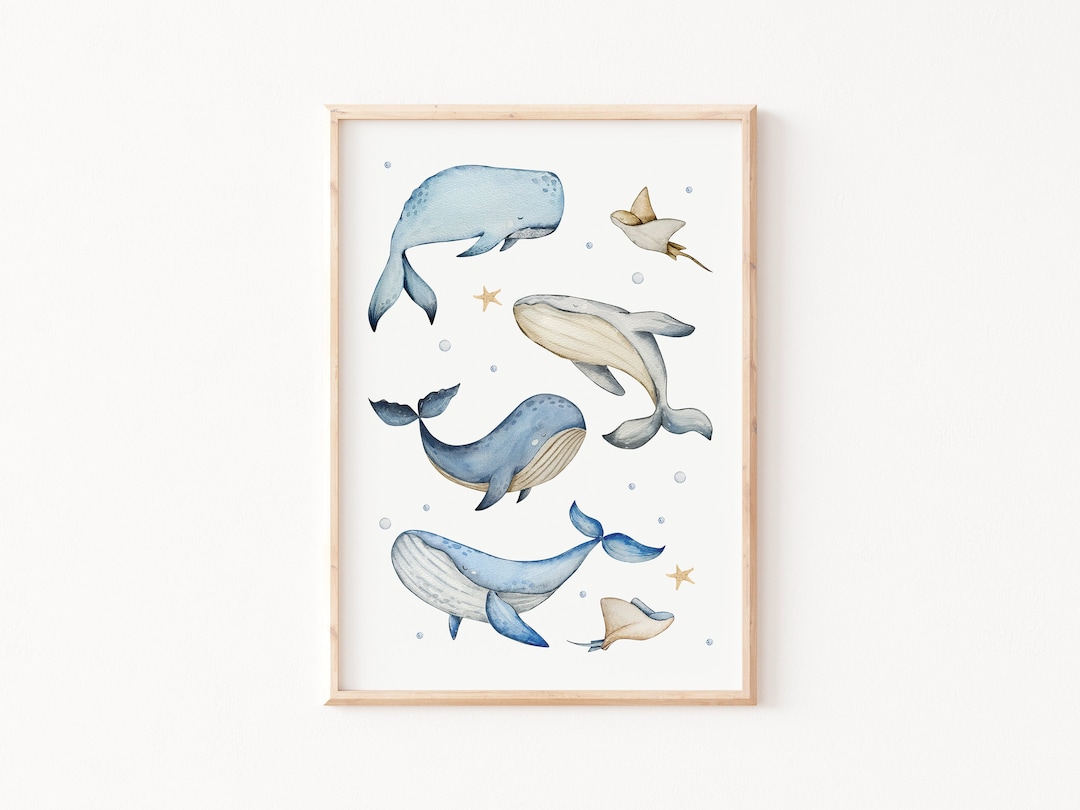 Whale Poster | Sea Creature Poster | Underwater Animals | Ocean Poster ...