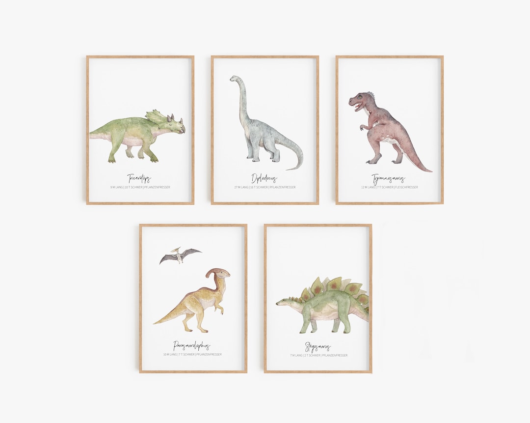 Poster Set Dinsaurs Set of 5 Dinoposter Dino Poster - Etsy
