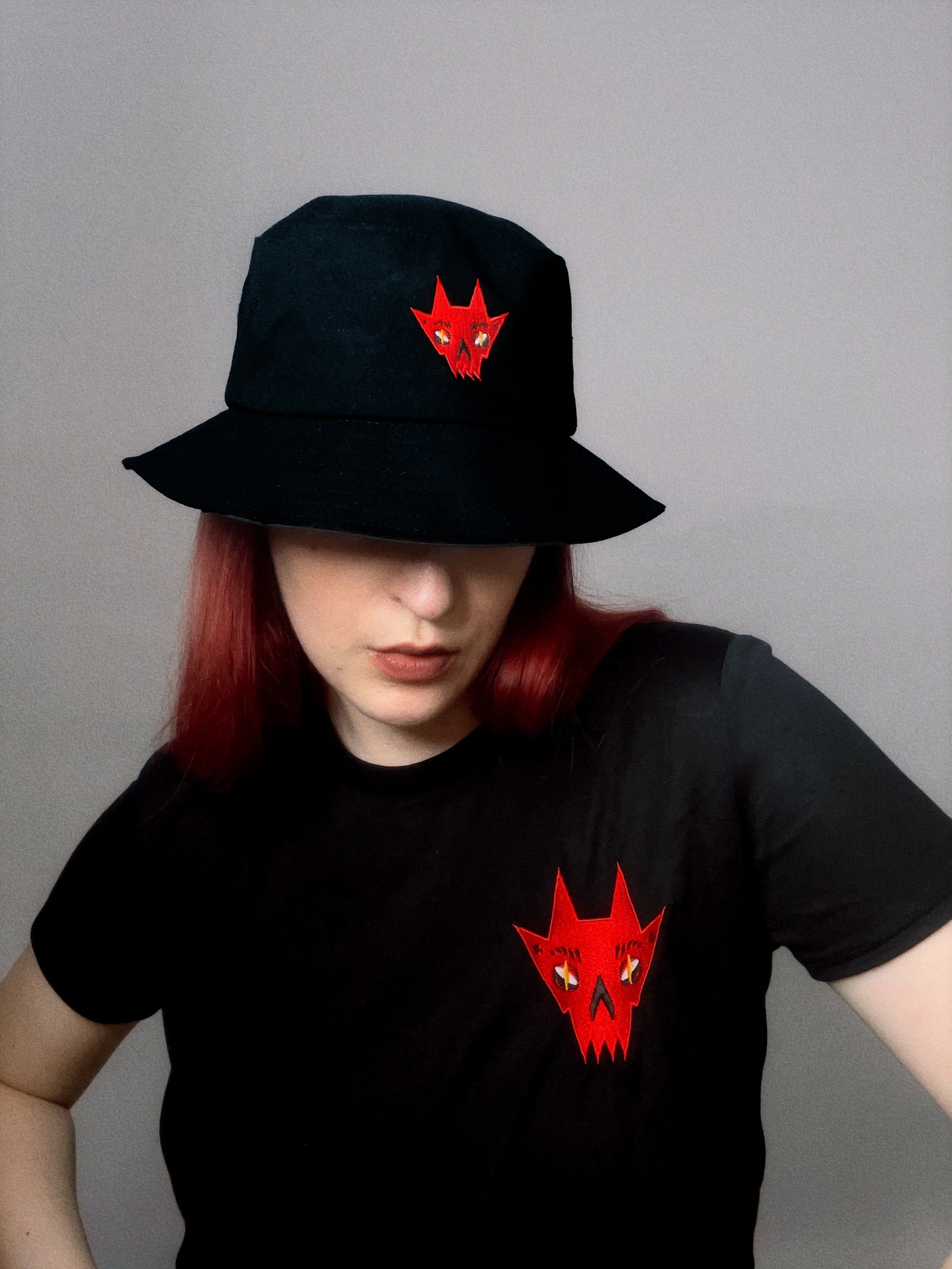 AKUMA Embroidered Crop Tee, Harajuku Crop Top, Embroidery Crop Top ...