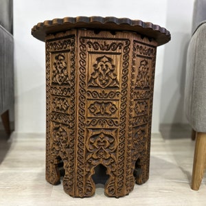 Handmade Carved Wood Coffee Table,elegant Carved Side Table, Rustic ...