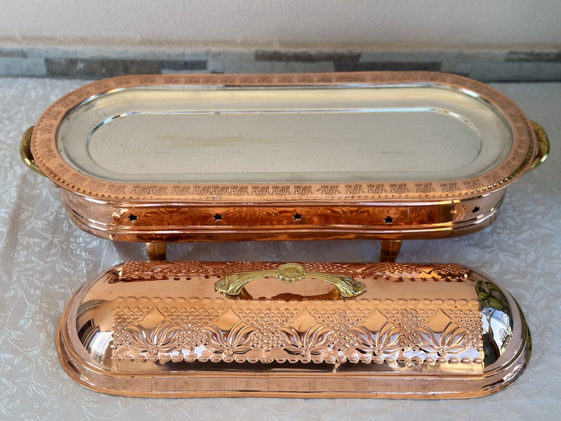 Heated Copper Kebab Serving Plate,food Serving Plate With Lid,heated ...