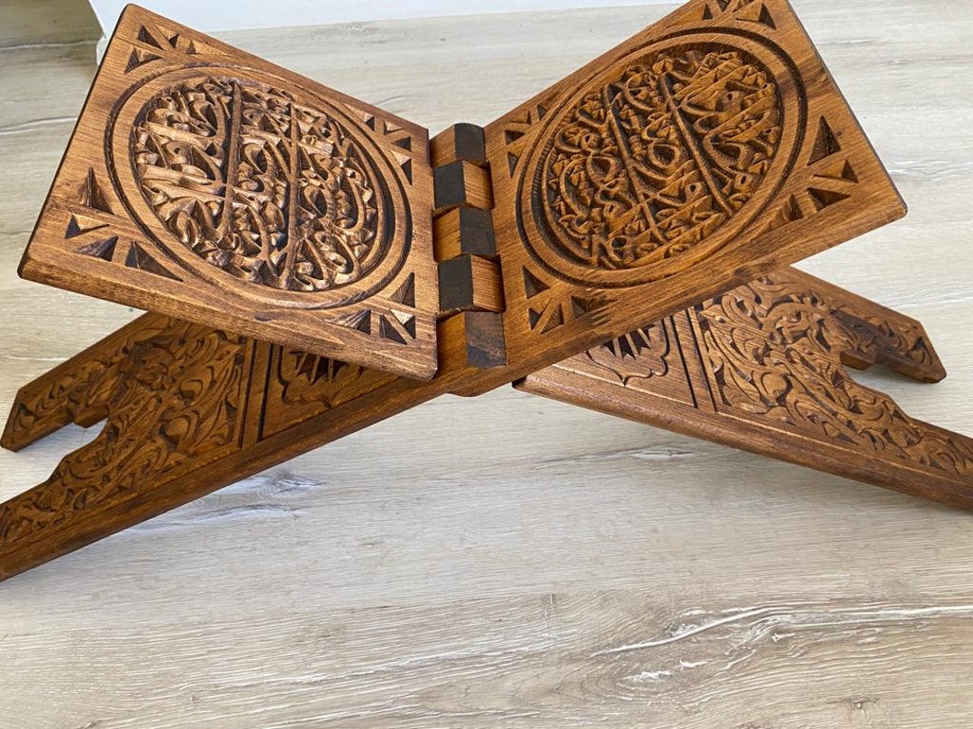 Perforated Wooden Folding Quran and Bible Stand,adjustable Wooden Book ...