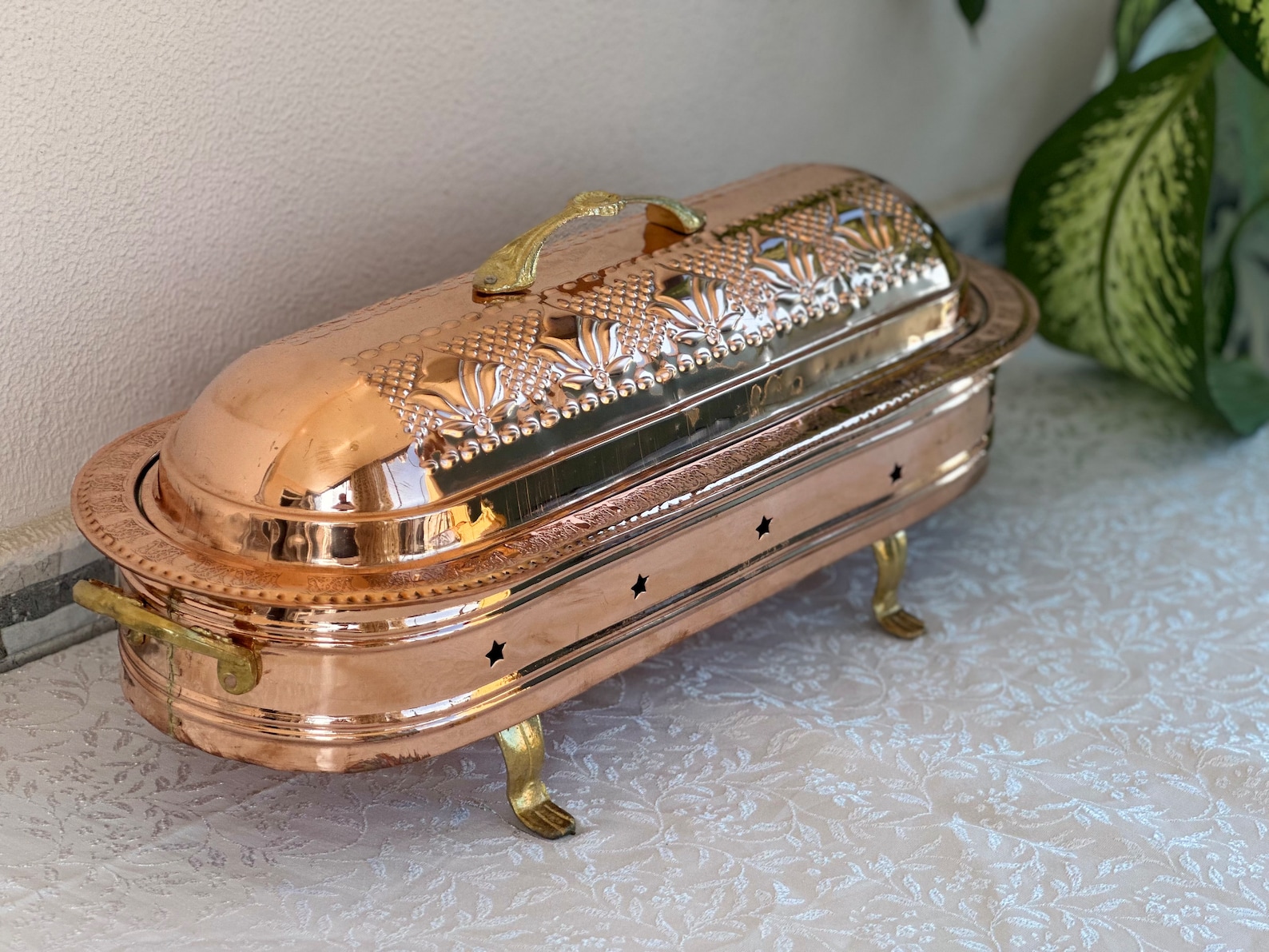 Heated Copper Kebab Serving Plate,food Serving Plate With Lid,heated ...
