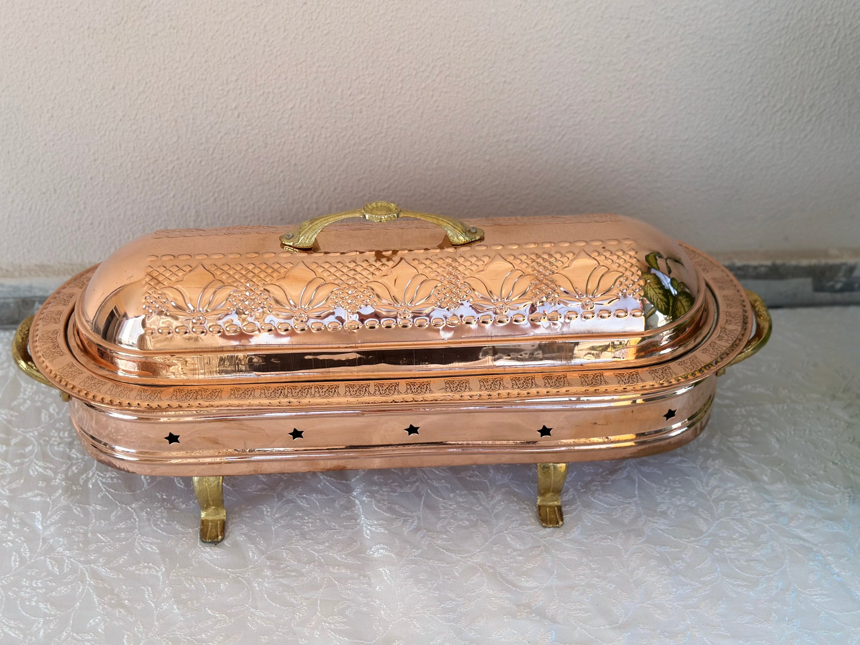 Heated Copper Kebab Serving Plate,food Serving Plate With Lid,heated ...