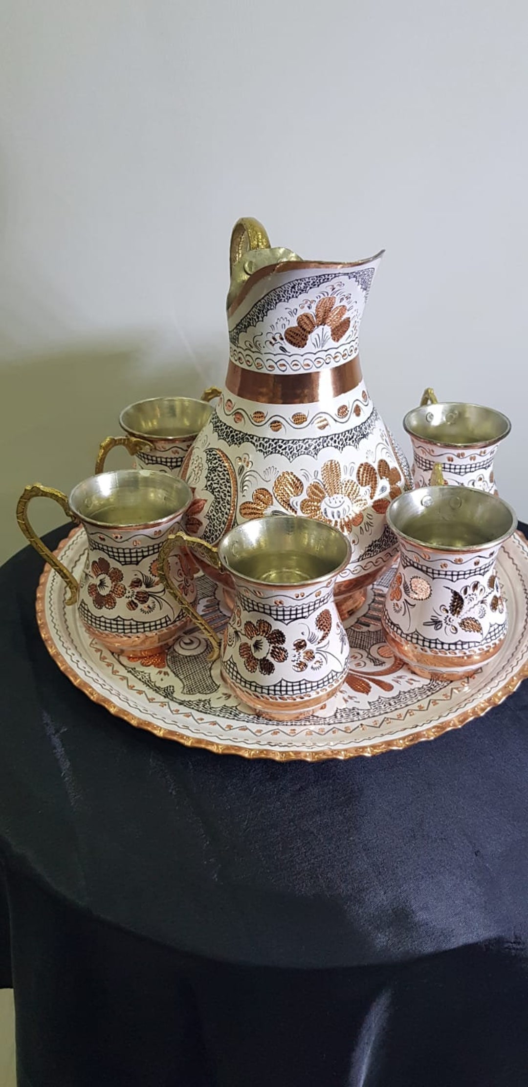 Traditional Pure Copper Jug Set,copper Mug Set,handmade Copper Water ...