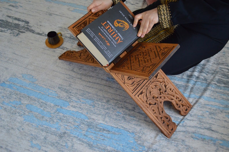 Handmade Wooden Folding Quran-bible Stand,natural Wood Bookshelf ...
