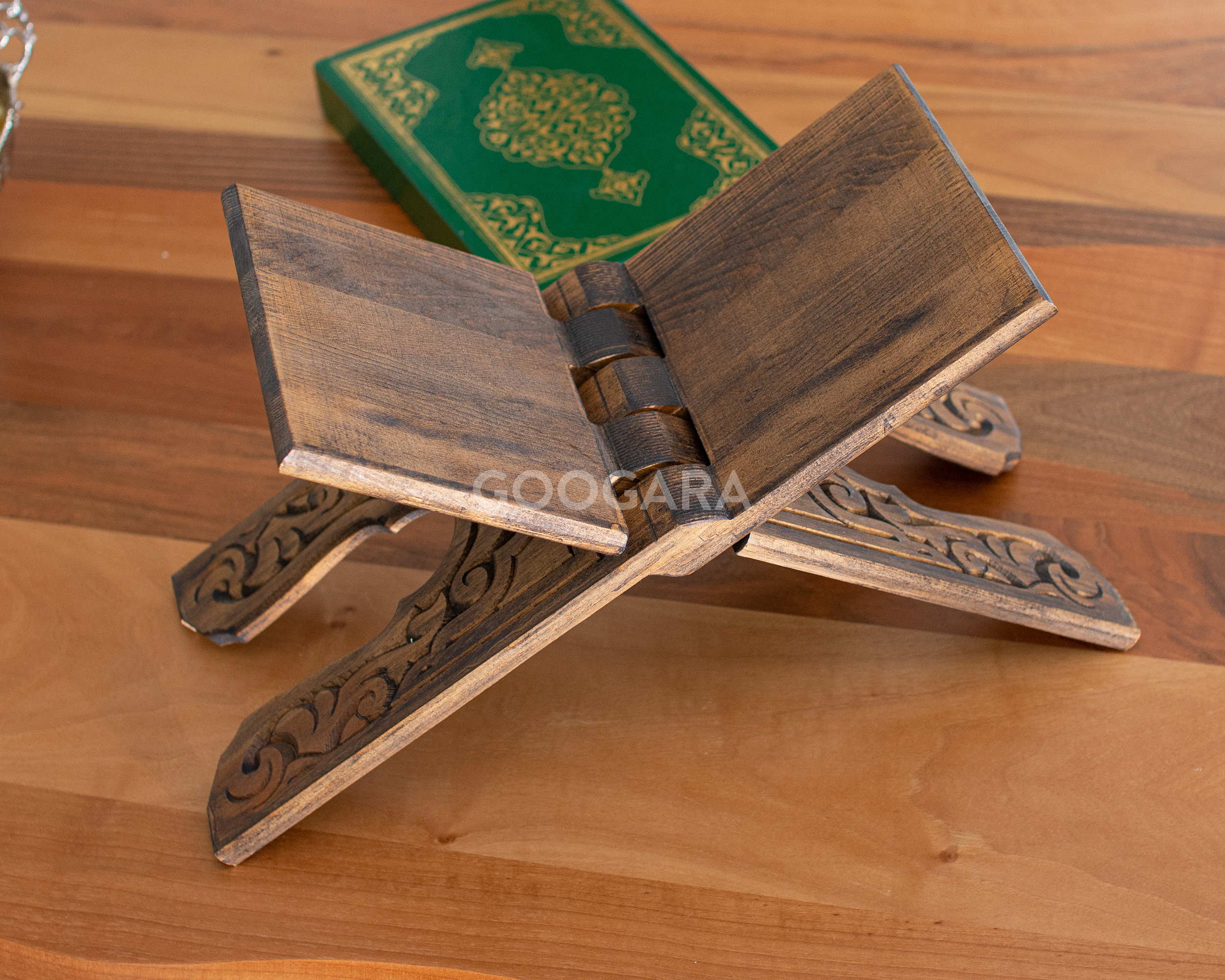 Carved Wooden Folding Quran and Bible Stand, Adjustable Natural Wooden ...