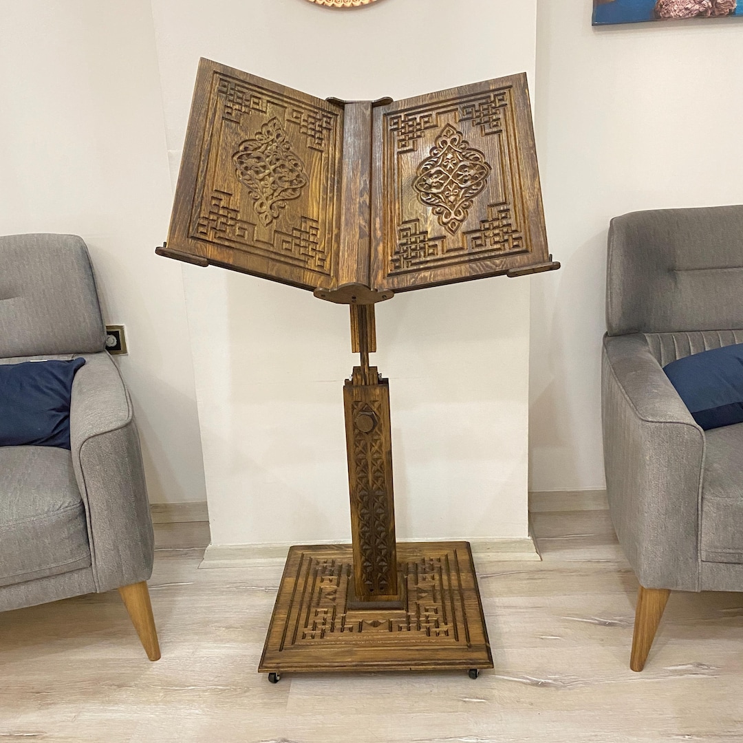 Extra Large Adjustable Wooden Quran Book Stand With Wheels,rolling ...