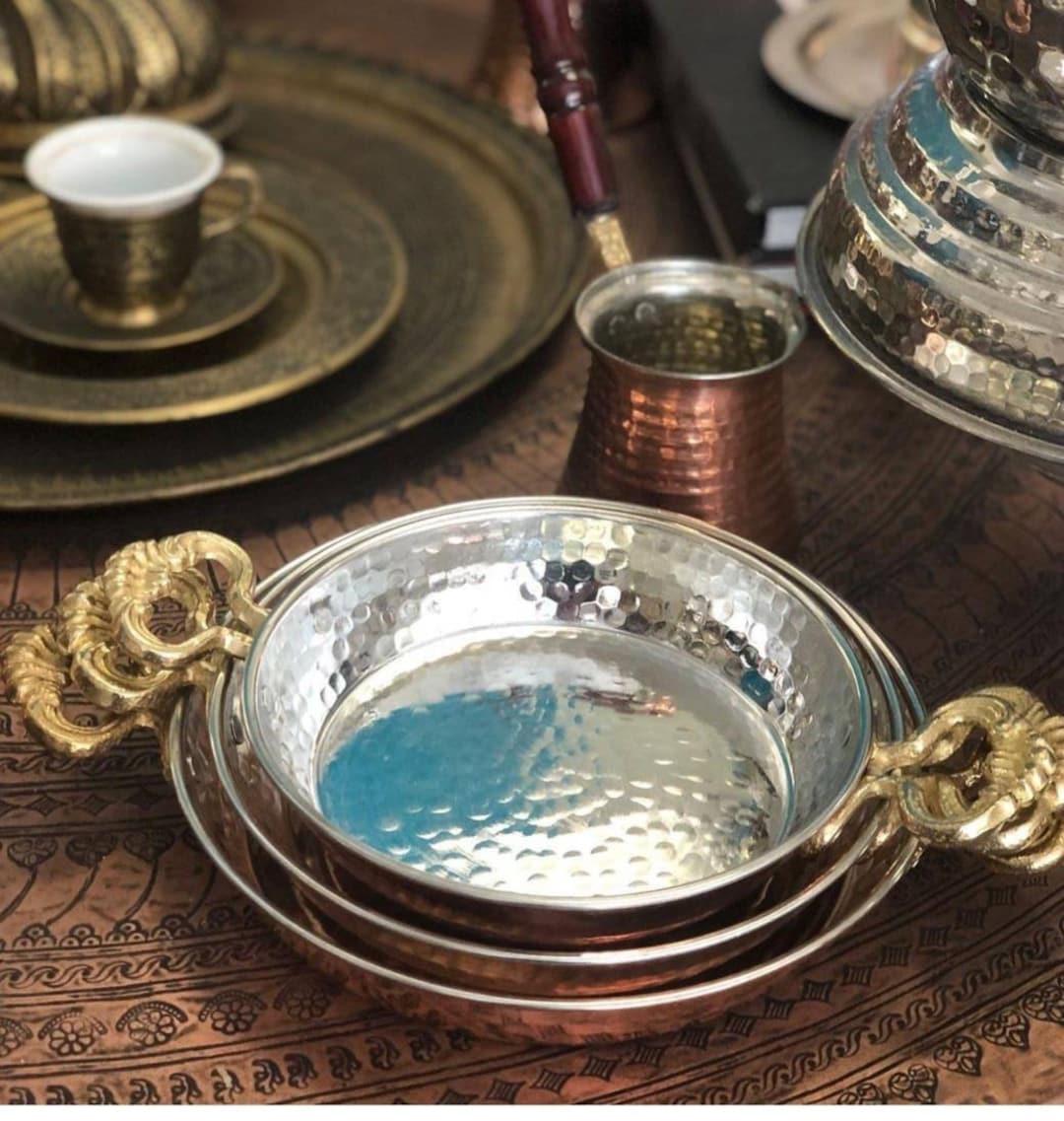 Turkish 3-piece Copper Pans/double Handled Vintage Forged - Etsy