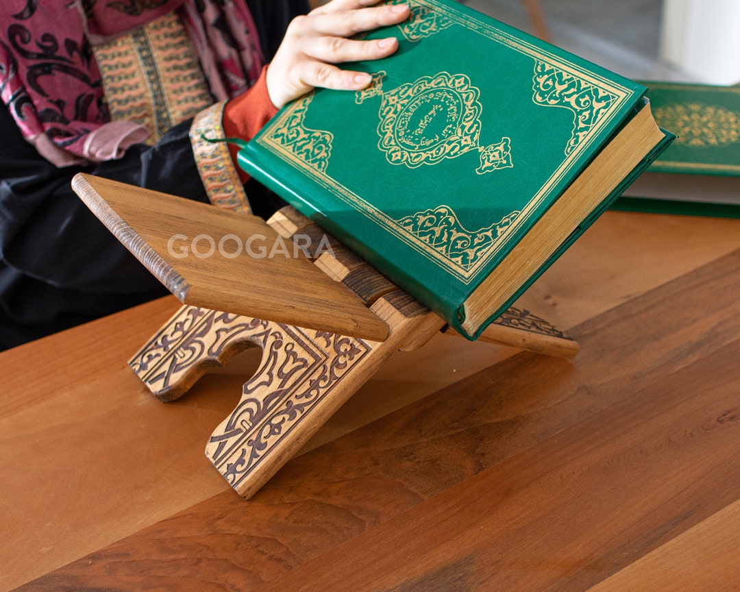 Handmade Wooden Folding Quran-bible Stand,bookshelf With Natural Wood ...
